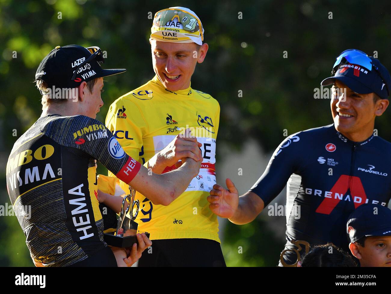 second place Danish Jonas Vinegaard of Team Jumbo-Visma, winner ...