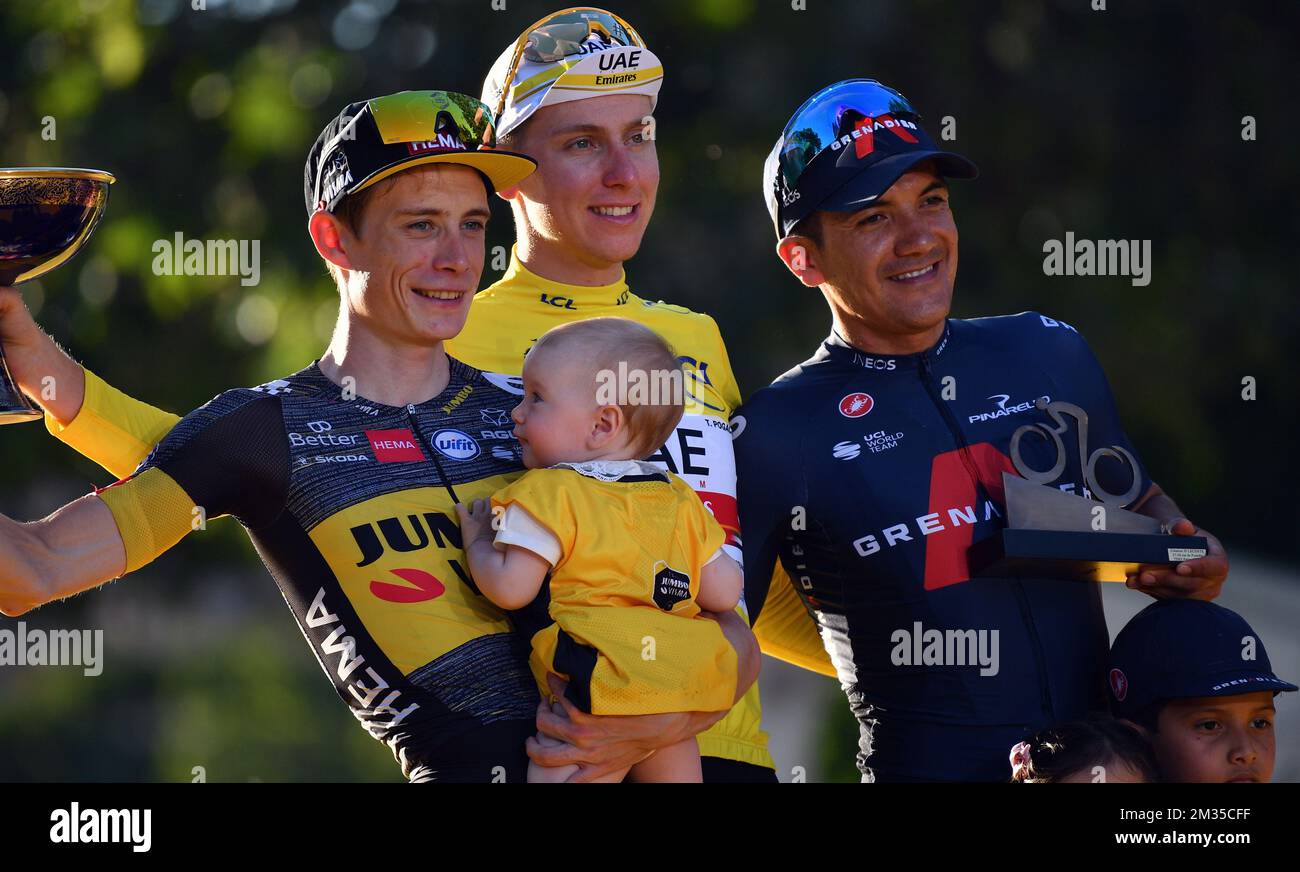 second place Danish Jonas Vinegaard of Team Jumbo-Visma, winner ...
