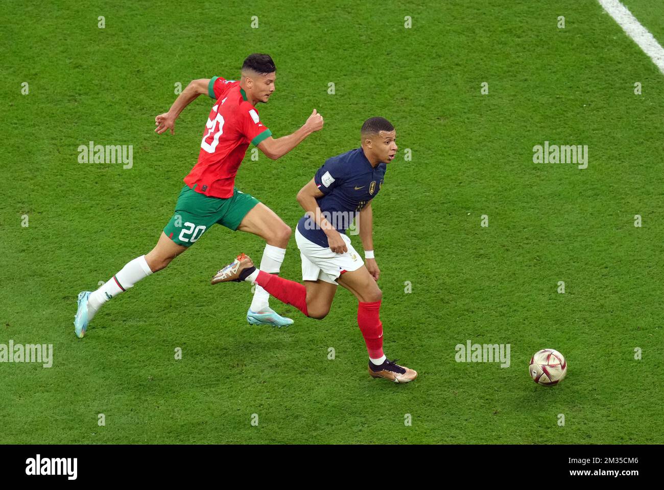 France's Kylian Mbappe and Morocco's Achraf Dari during the FIFA World ...