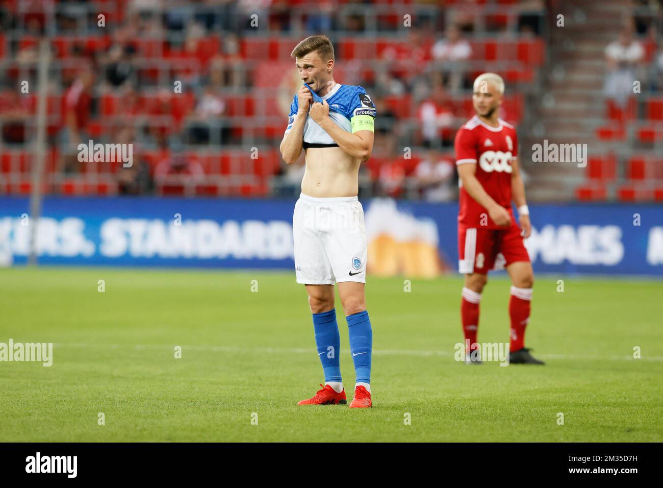 Genk's Bryan Heynen reacts during a soccer match between Standard de ...