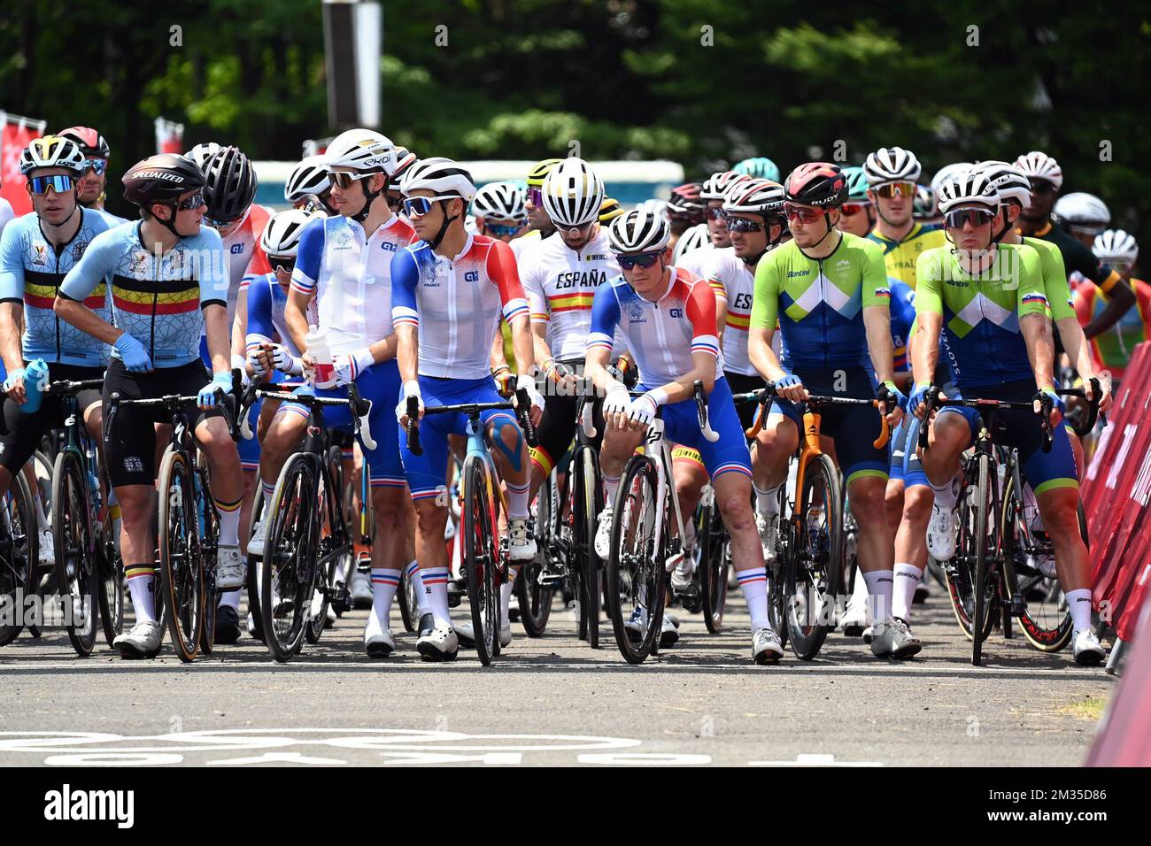 Belgian road cyclist Wout Van Aert, Belgian cyclist Remco Evenepoel (R ...