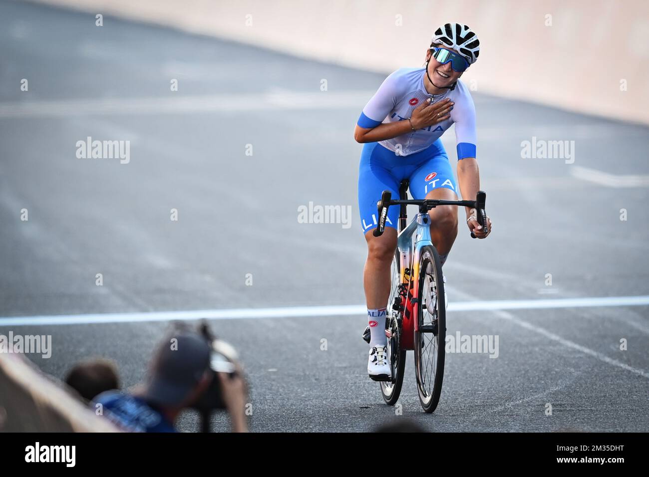Italian Elisa Longo Borghini crosses the finish line of the women's ...