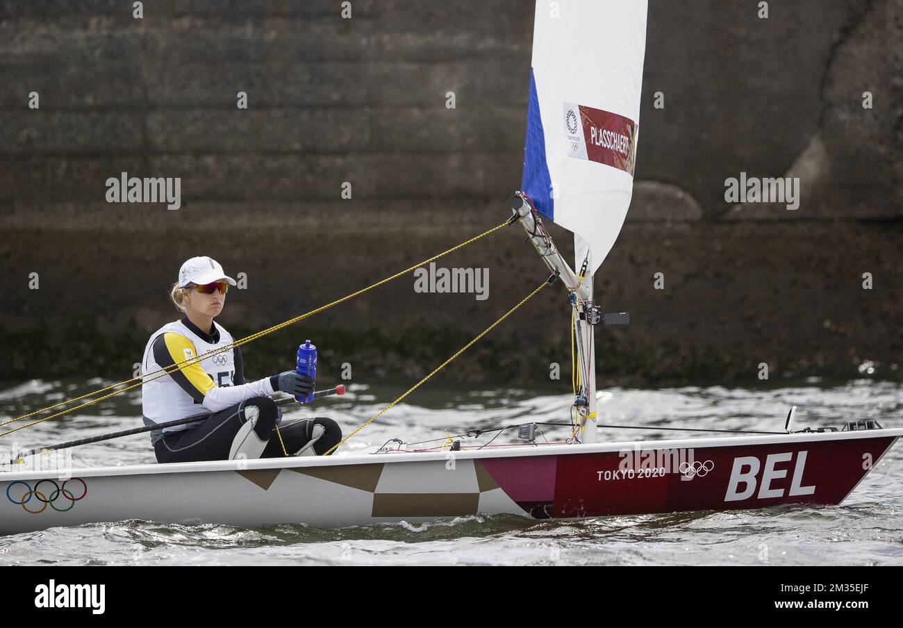 Belgian Emma Plasschaert pictured in action during race 10 of the women ...