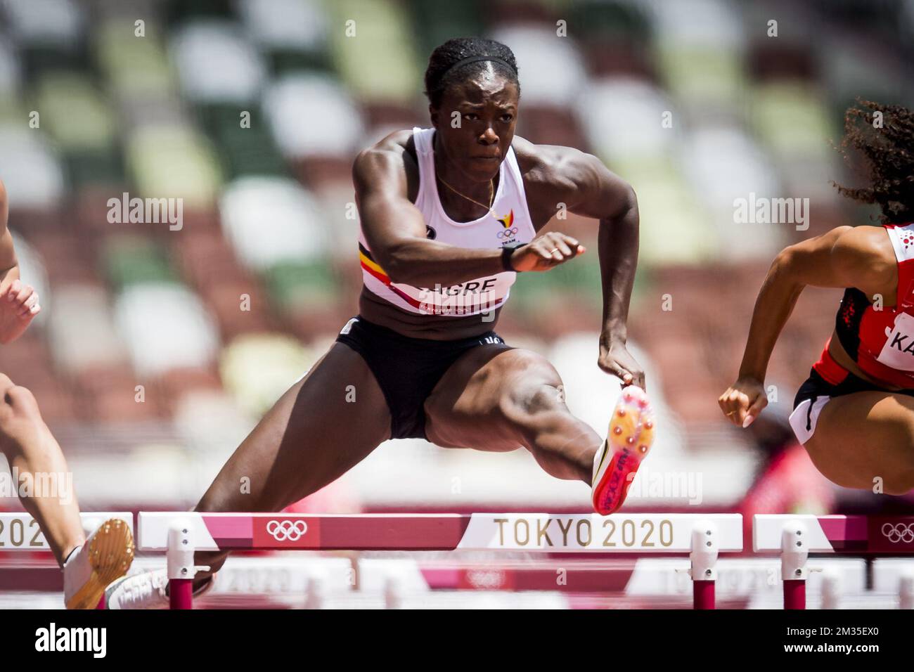 Belgian Anne Zagre pictured in action during the heats of the women's ...
