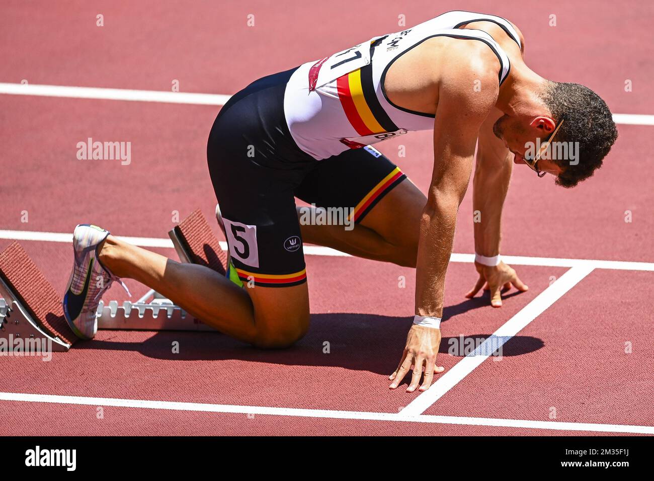 Belgian Kevin Borlee pictured before the heats of the men's 400m race ...
