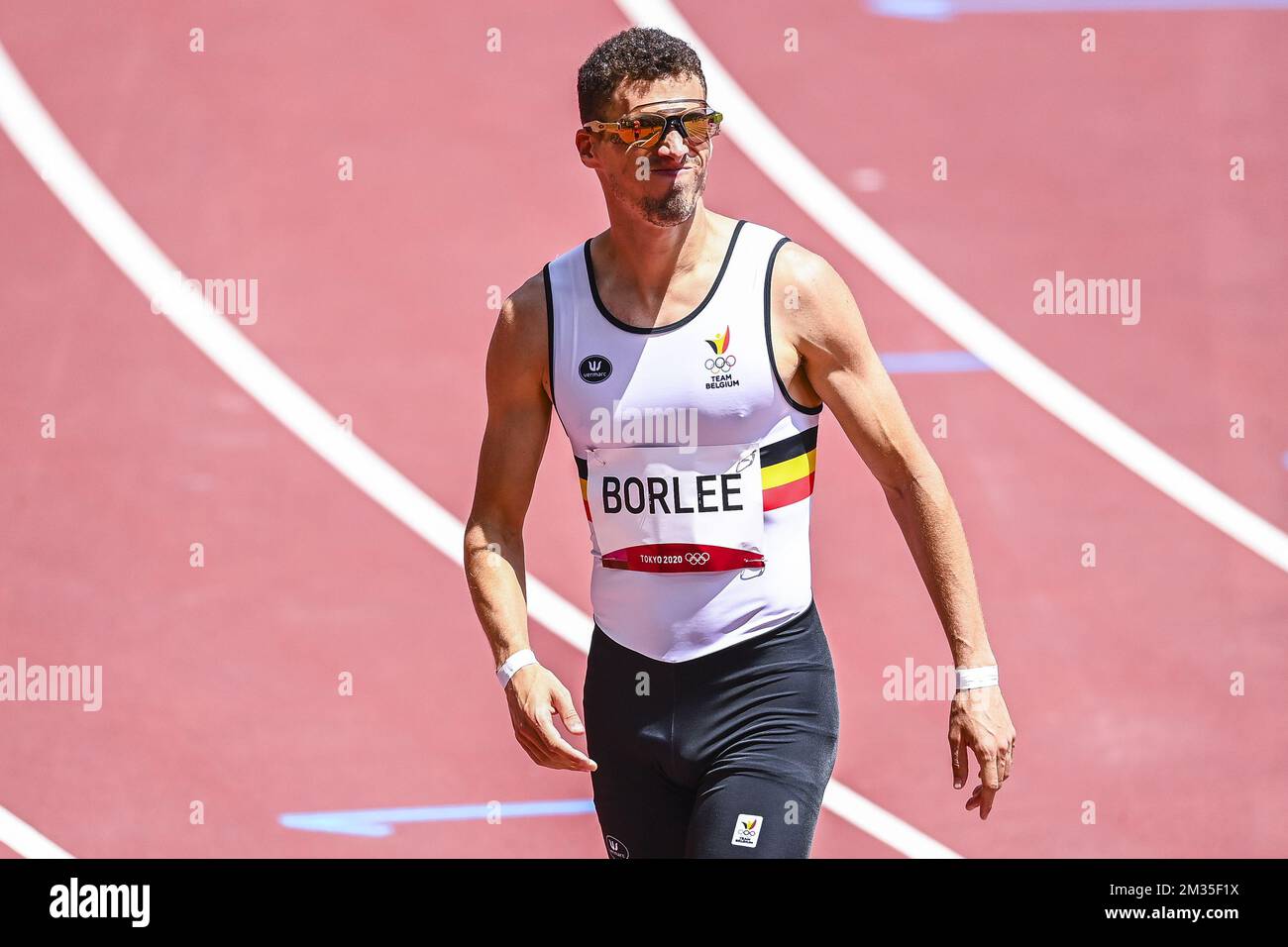 Belgian Kevin Borlee reacts as he looks injured during the heats of the ...