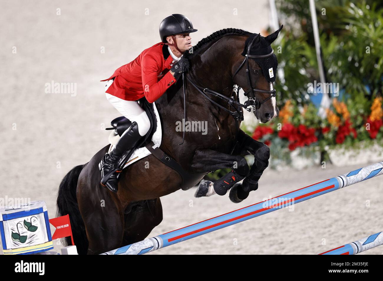 Belgian Equestrian jumping rider Jerome Guery and his horse Quel Homme ...