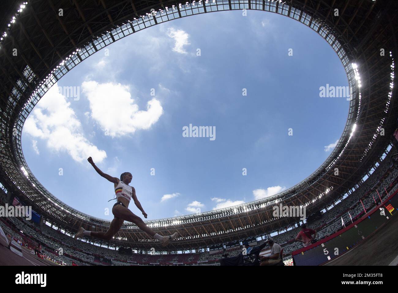 athlete Nafissatou Nafi Thiam pictured in action during the long jump ...