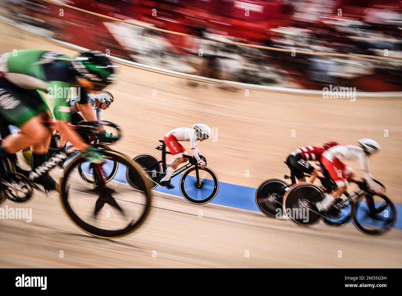 Illustration picture taken during the final race of the women team Madison track cycling event ...