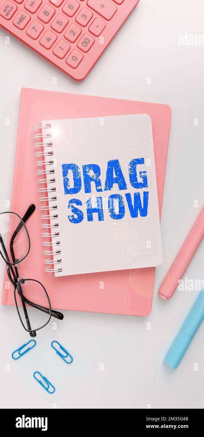 Hand writing sign Drag Show. Word for competitive event where two cars ...