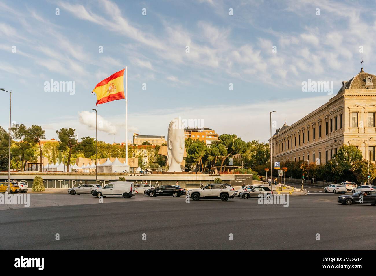 The famous Plaza de Colon square in the city center of Madrid on a ...