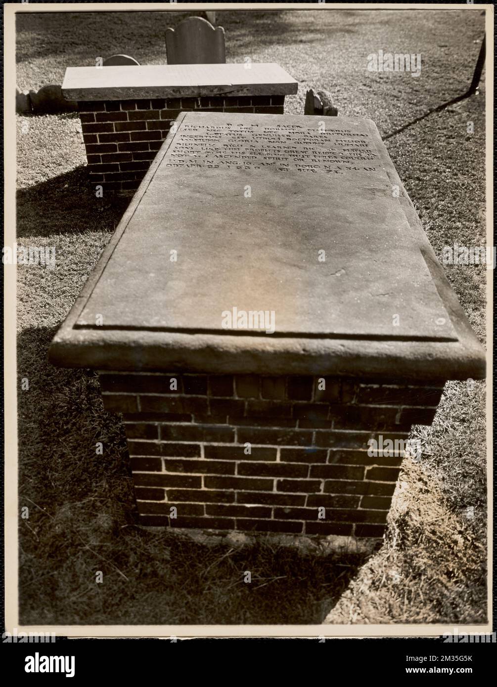 Grave of Richard Mather, the founder of the Mather family in New ...