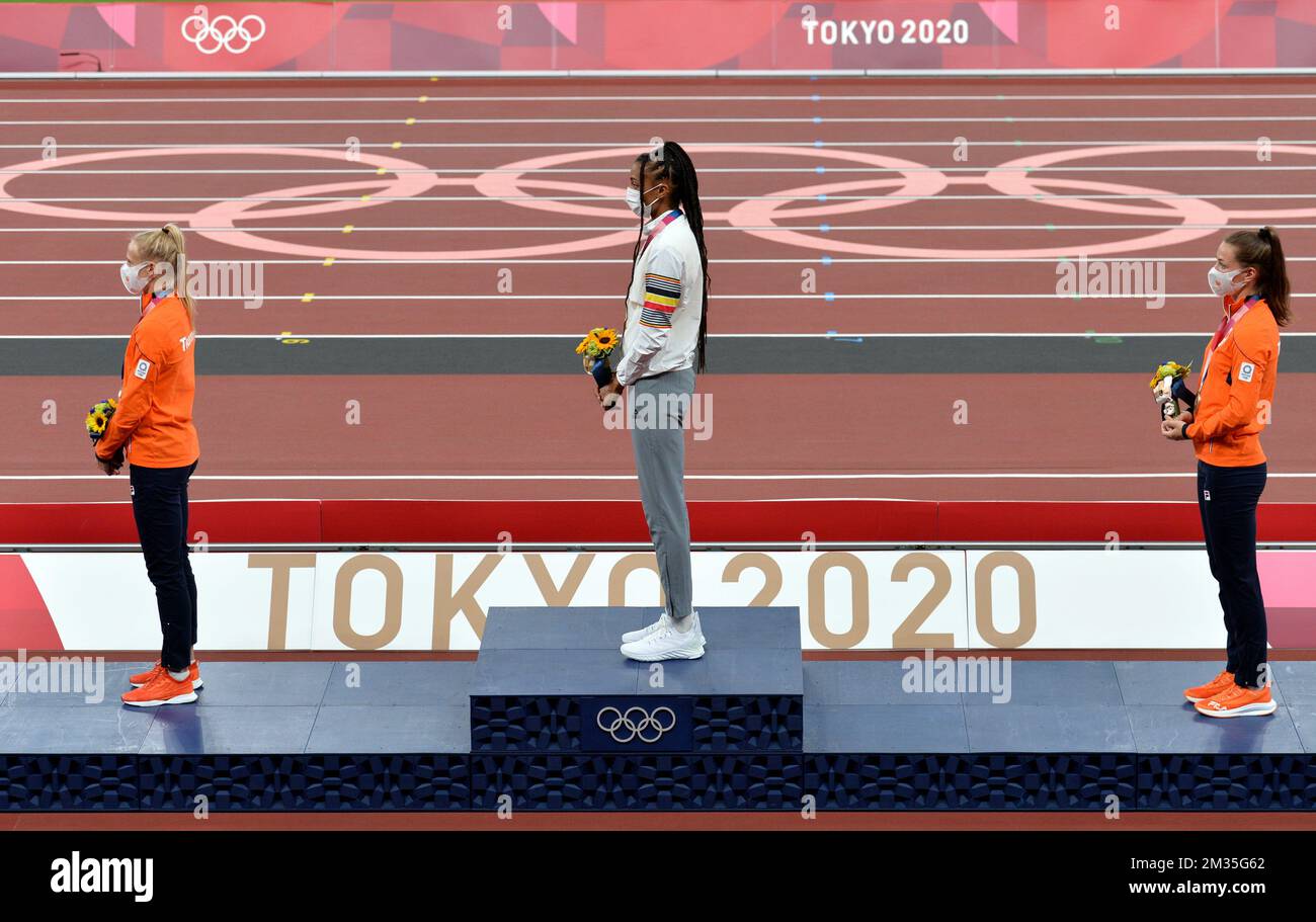 Dutch Anouk Vetter, Belgian Nafissatou Nafi Thiam and Bronze medal ...