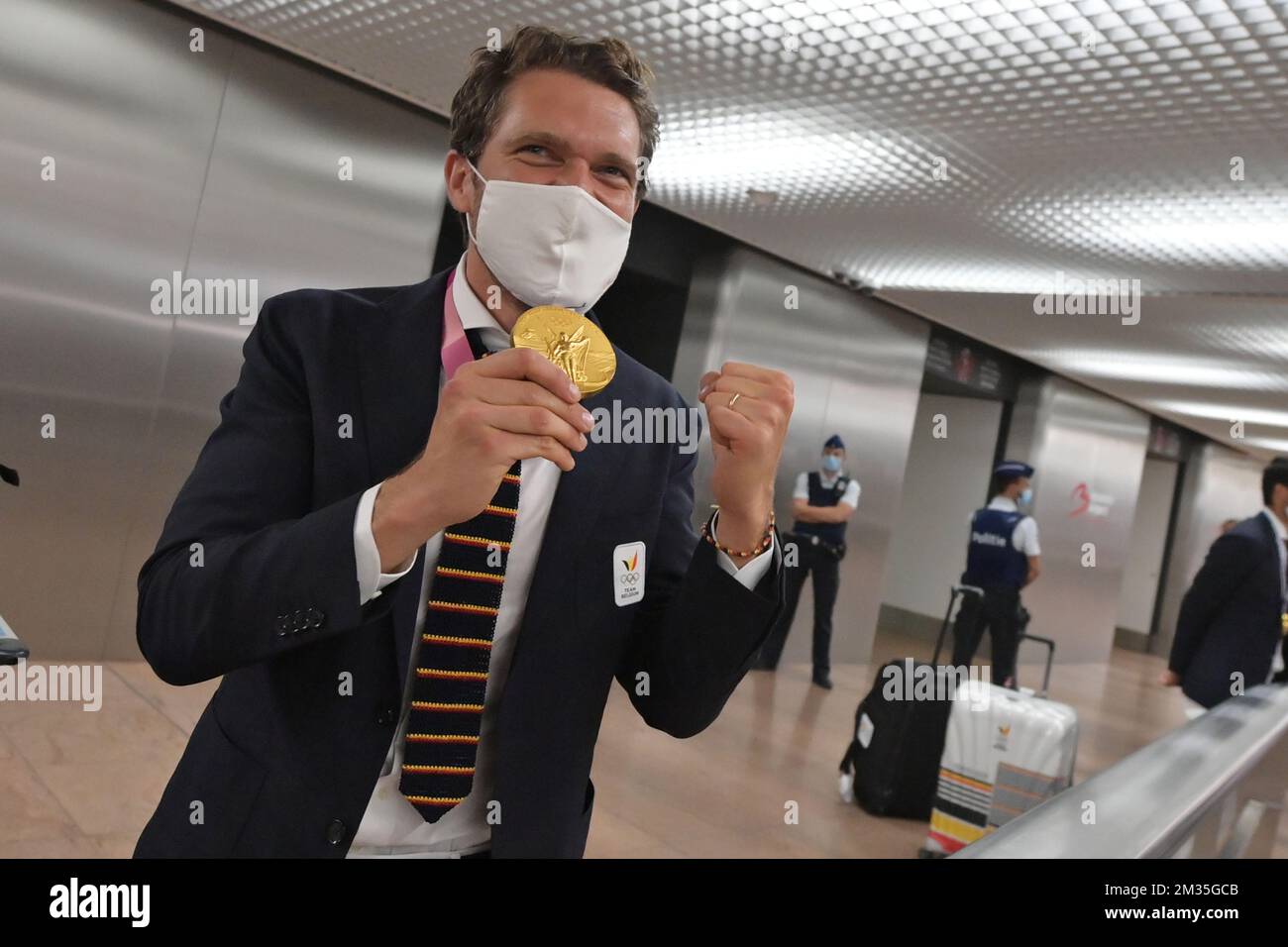 Belgian goalkeeper Vincent Vanash pictured during the return of several ...