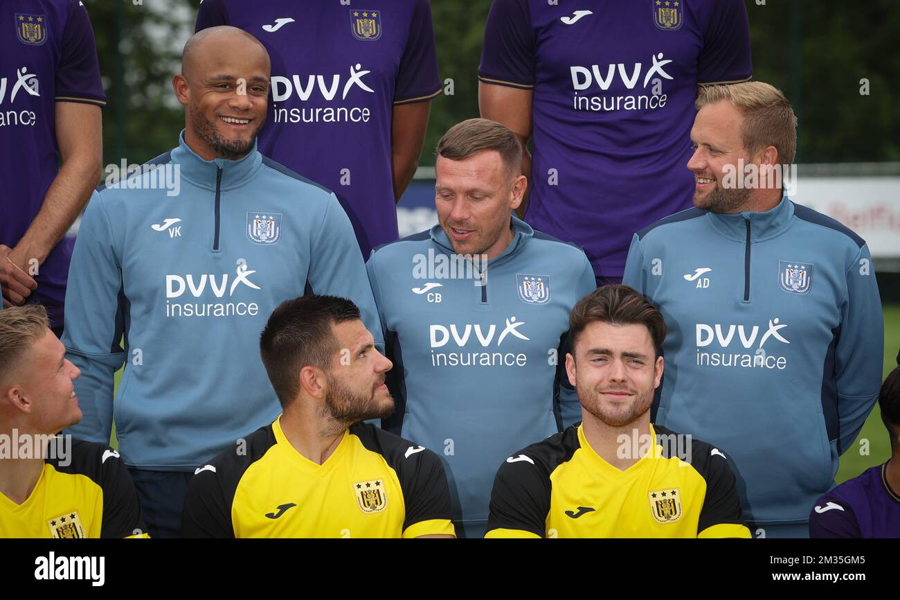 Anderlecht's head coach Vincent Kompany, Anderlecht's assistant coach ...