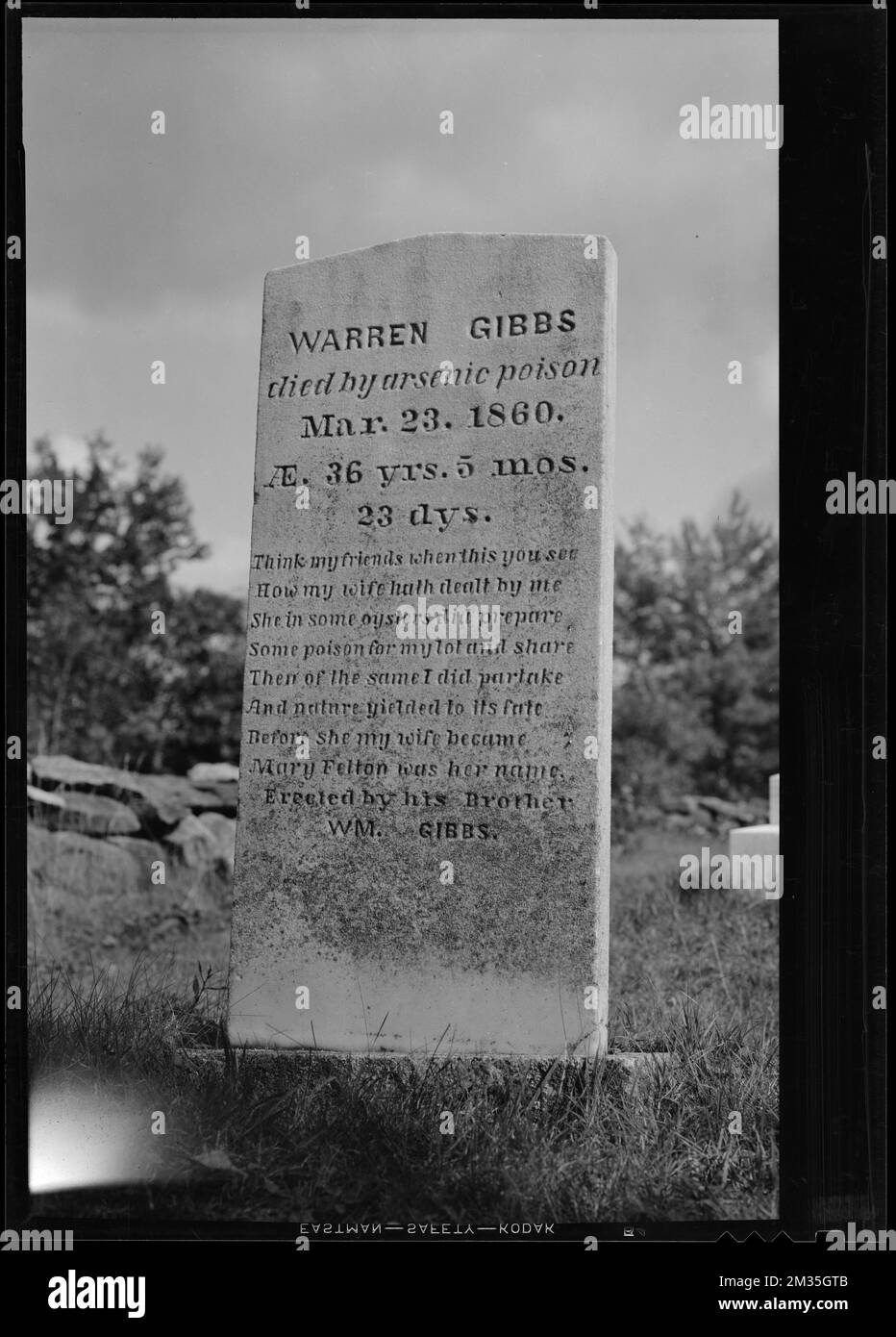 Gravestone marker of Warren Gibbs, Pelham Hill Cemetery, Pelham, Mass ...