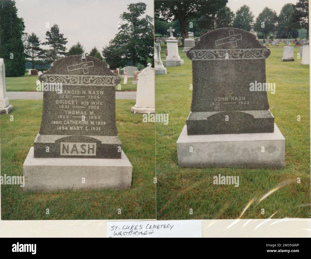 Gravestone of Francis H. Nash and Bridget Nash in St. Luke's Cemetery ...