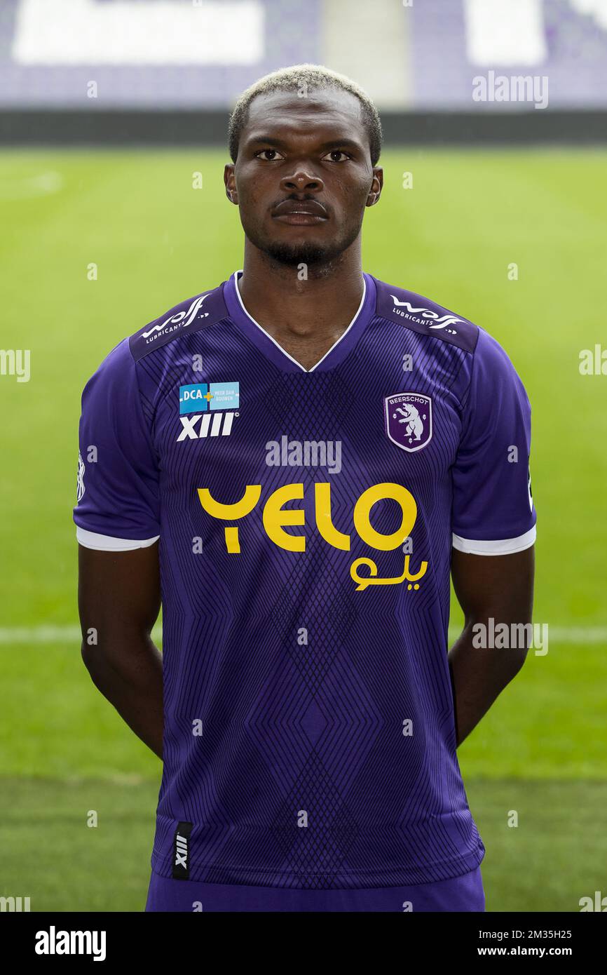 Beerschot's Blessing Eleke poses for the photographer, at the 2021-2022 ...