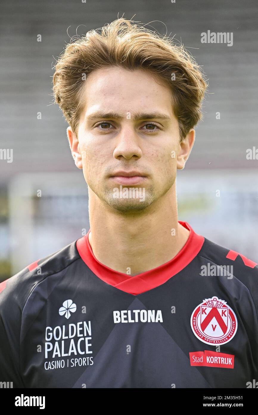 Kortrijk's goalkeeper Maxim Deman poses for a team picture, at the 2021 ...