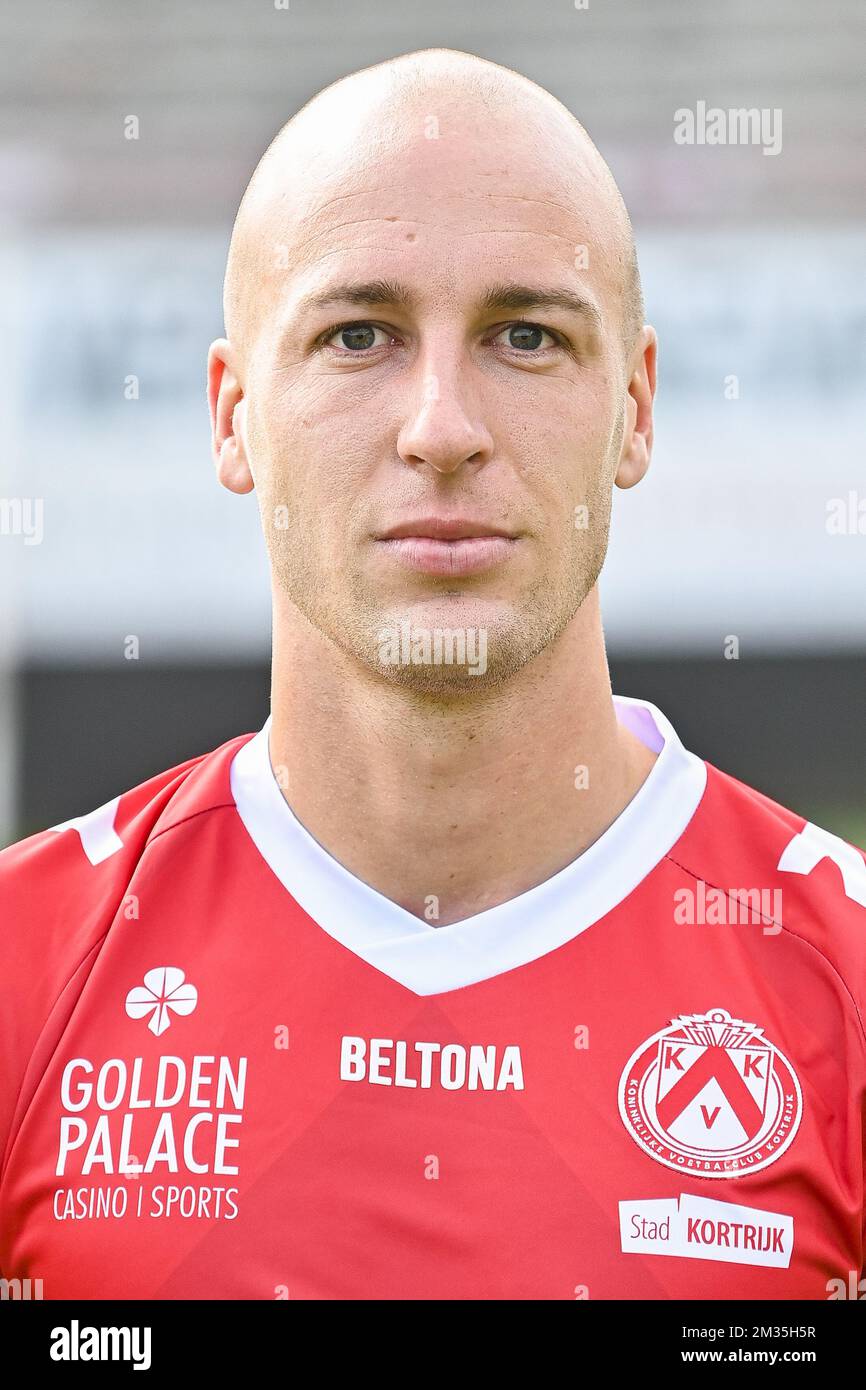 Kortrijk's Gilles Dewaele poses for a team picture, at the 2021-2022 ...