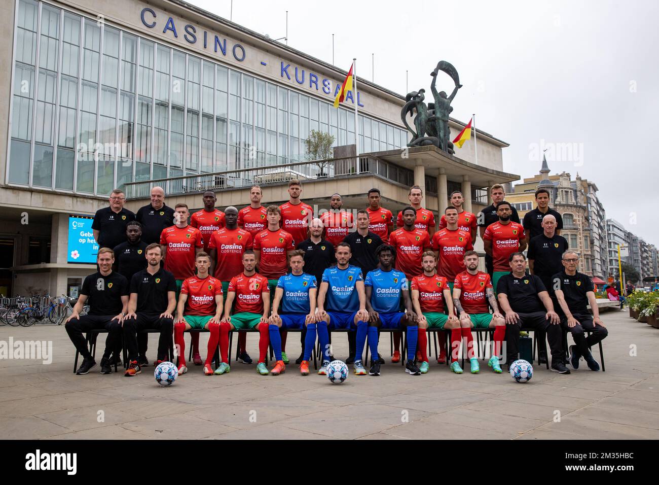 up L-R, Oostende's Luc Benthein, Oostende's Johan Hoste, Oostende's ...