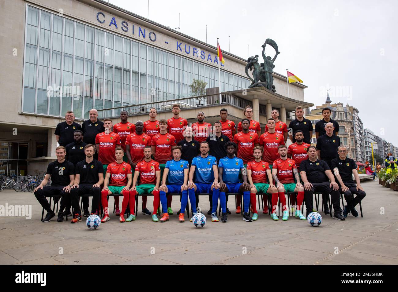up L-R, Oostende's Luc Benthein, Oostende's Johan Hoste, Oostende's ...