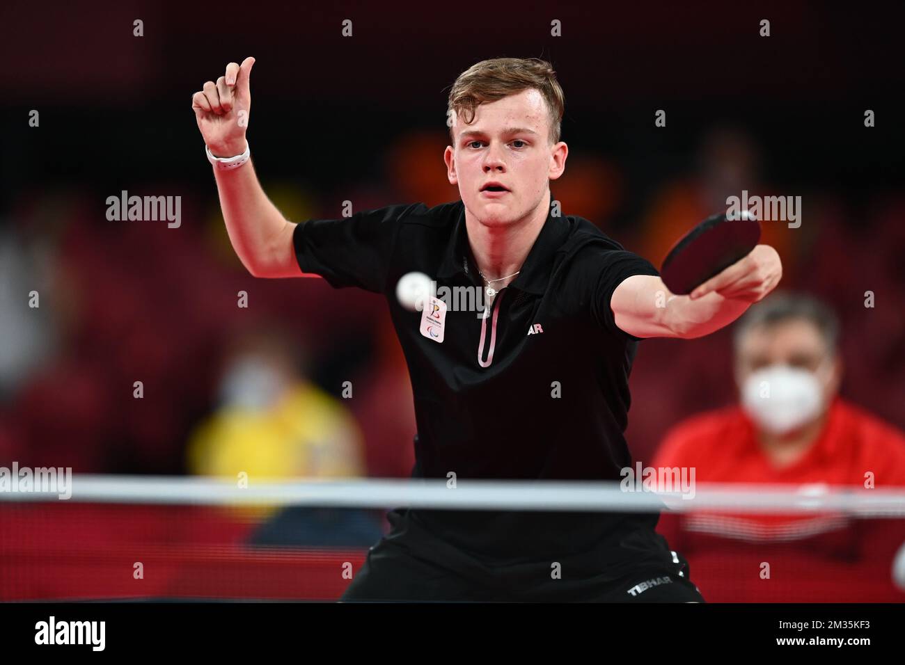 Belgian table tennis player Laurens Devos pictured in action during a ...
