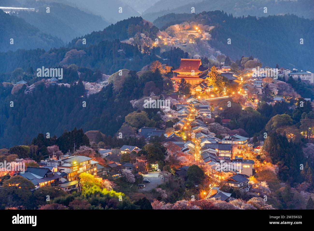 Yoshinoyama, Nara, Japan in Spring at night Stock Photo - Alamy