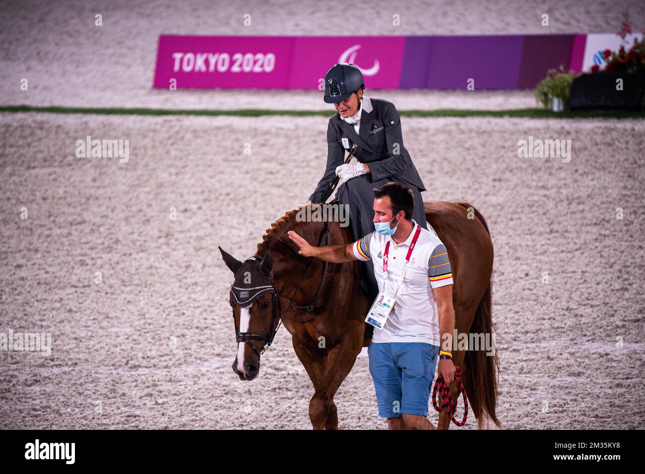 Belgian jockey Barbara Minneci and Groom Guillaume Antoine pictured ...