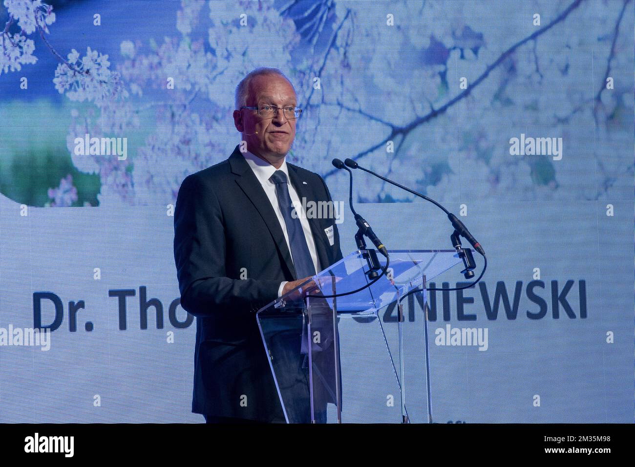Thomas Woznieski delivers a speech at the inauguration of a new ...