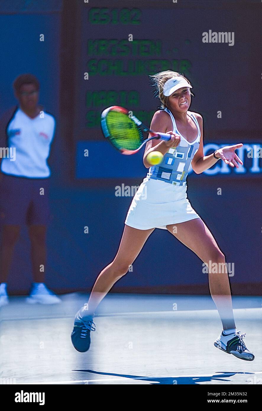 Maria Sharapova, 14 years old competing in the Jr. Girls at the 2001 US ...