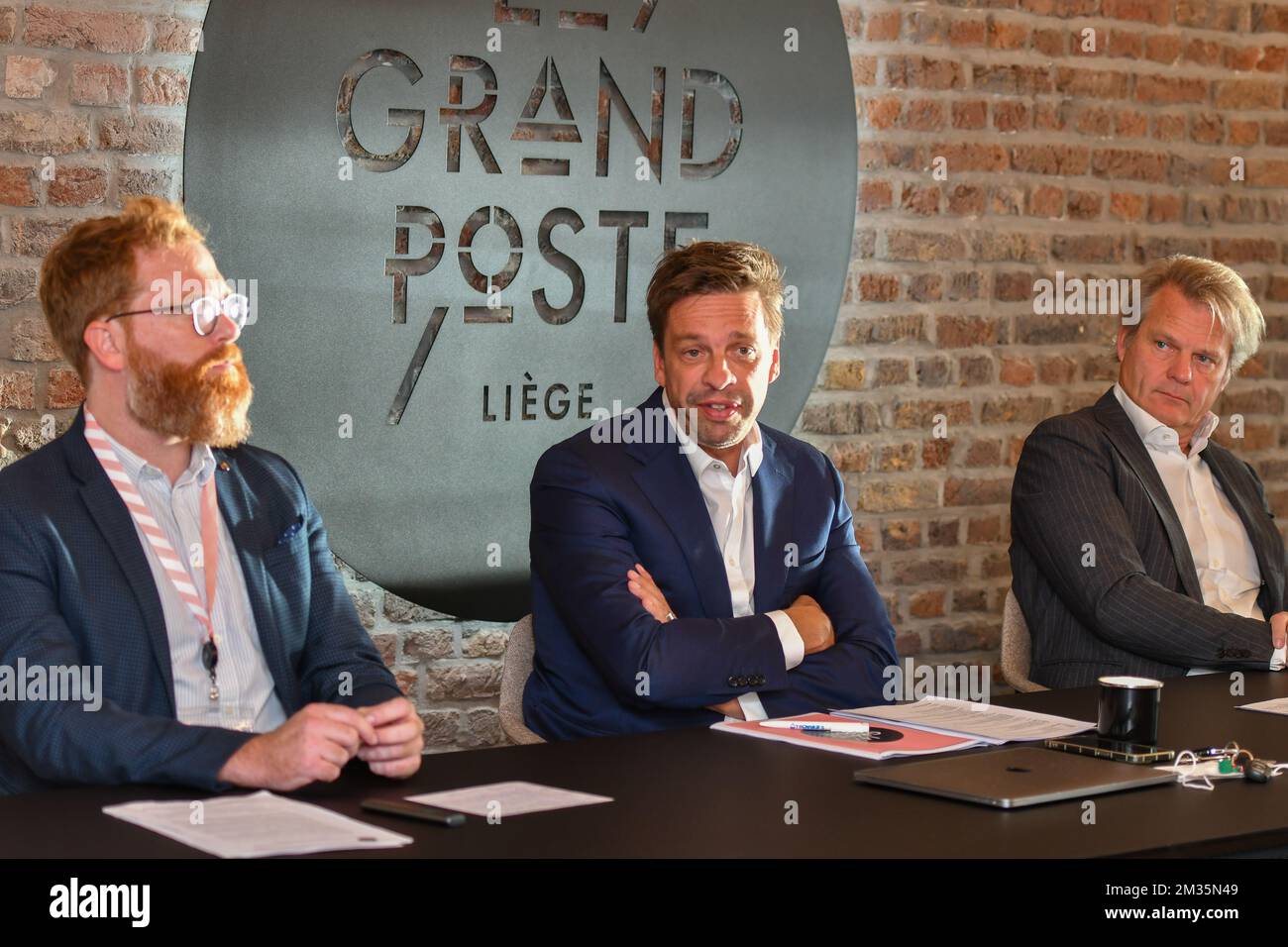 La Grand Poste CEO Gerome Vanherf, Noshaq CEO Gaetan Servais and BPI ...