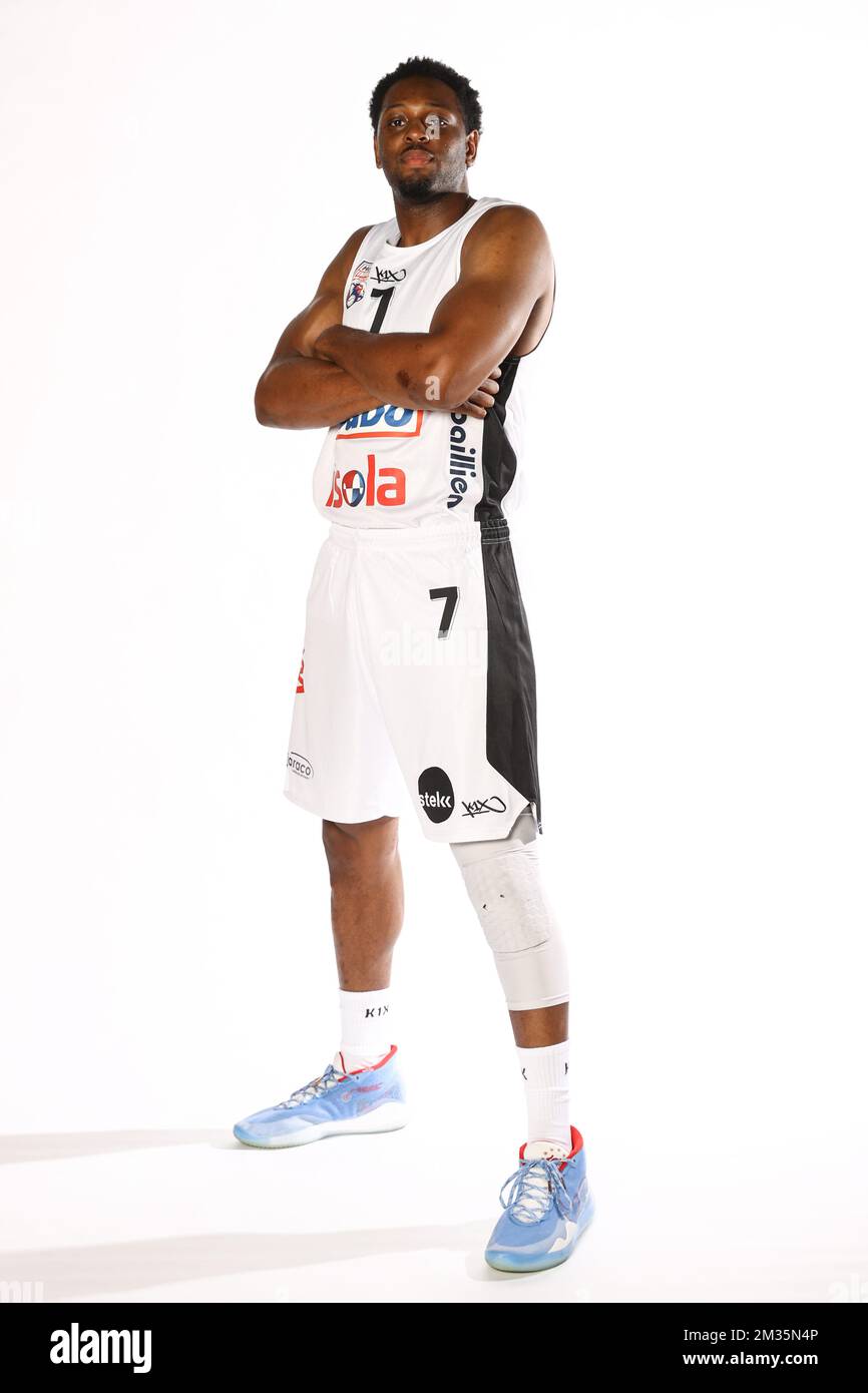 Tyrell Nelson poses at a photoshoot of Belgian Basketball team Limburg ...