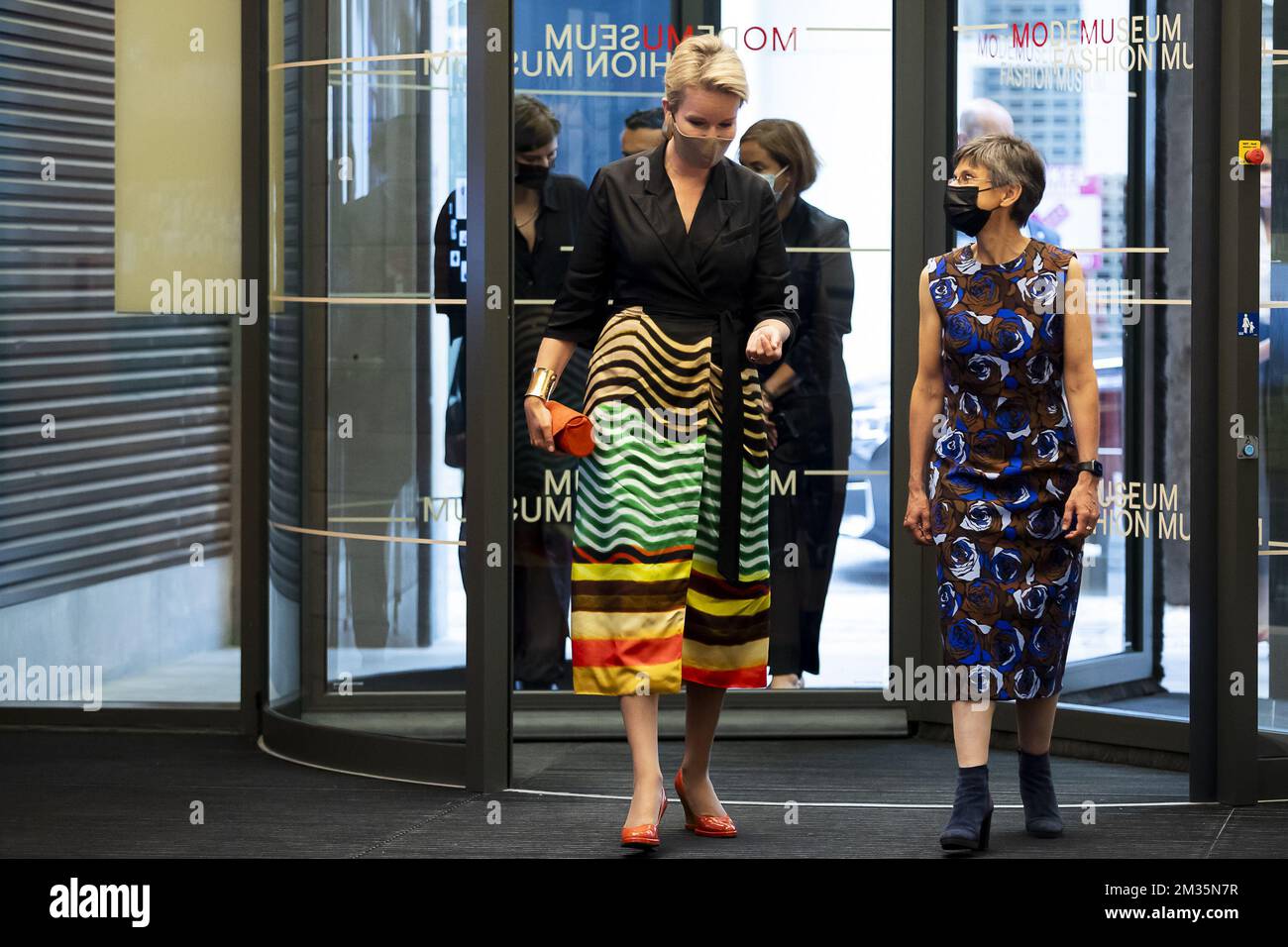 Queen Mathilde of Belgium and Antwerp province governor Cathy Berx ...