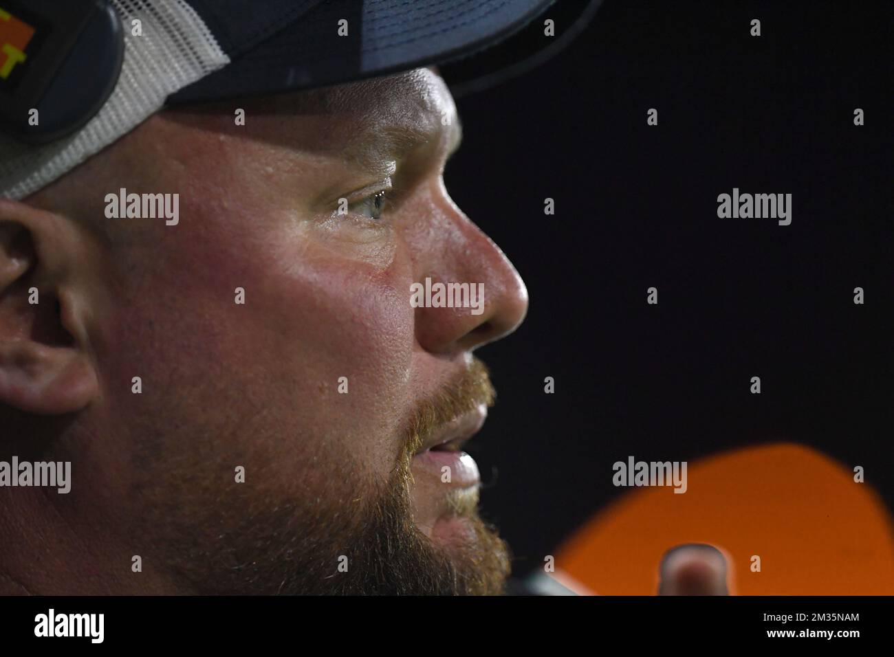 Oree's head coach Xavier De Greve looks on during a hockey game between ...
