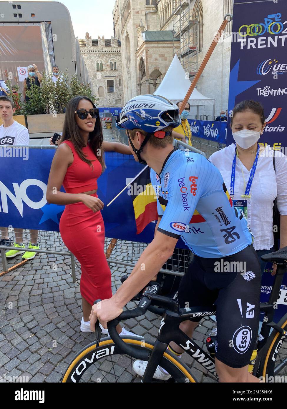 Evenepoel's partner Oumaima Oumi Rayane wishes Belgian Remco Evenepoel ...