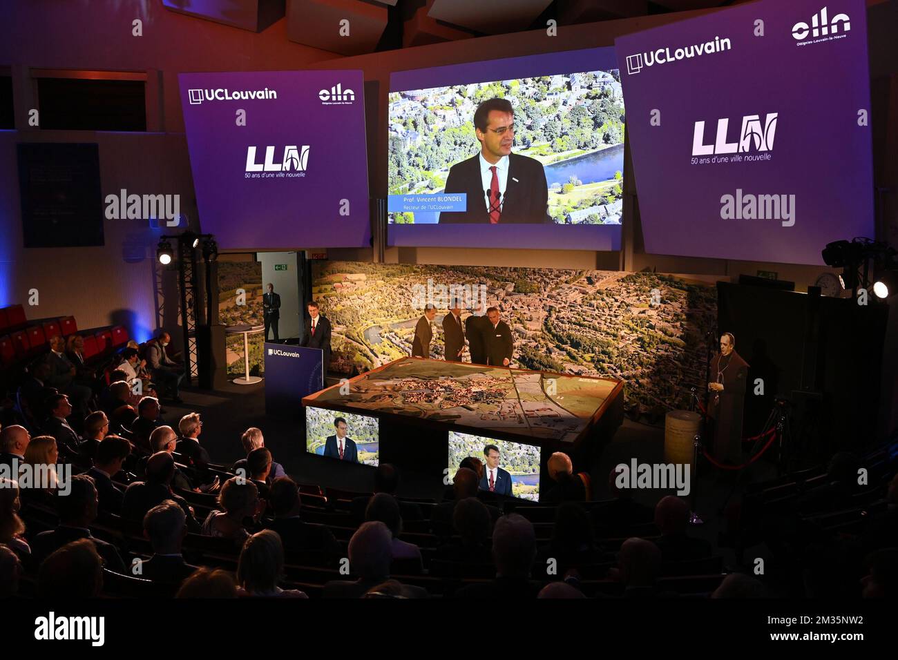 UCL Rector Vincent Blondel delivers a speech at a royal visit to the ...
