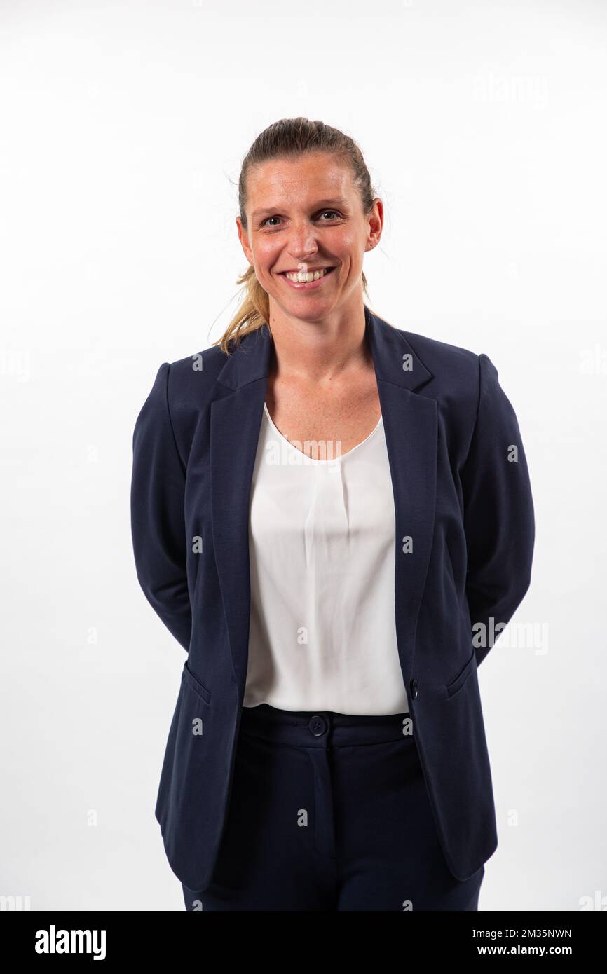 Oostende's assistant coach Gaelle Bouzin poses at a photoshoot of ...