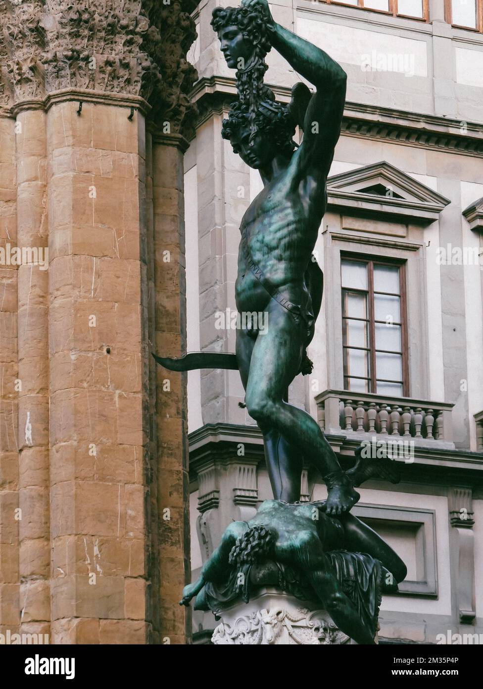 Bronze statue of Perseus holding the head of Medusa in Florence, made ...