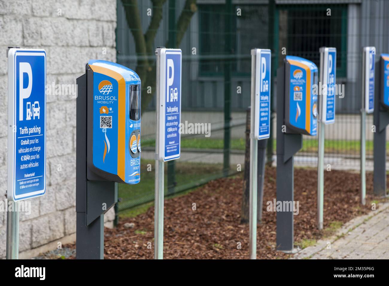 Illustration picture shows regular charging stations during the ...