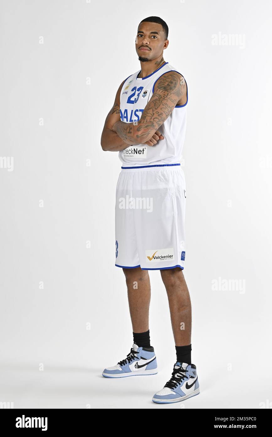 Aalstar's Deontae Hawkins poses at a photoshoot of Belgian Basketball ...
