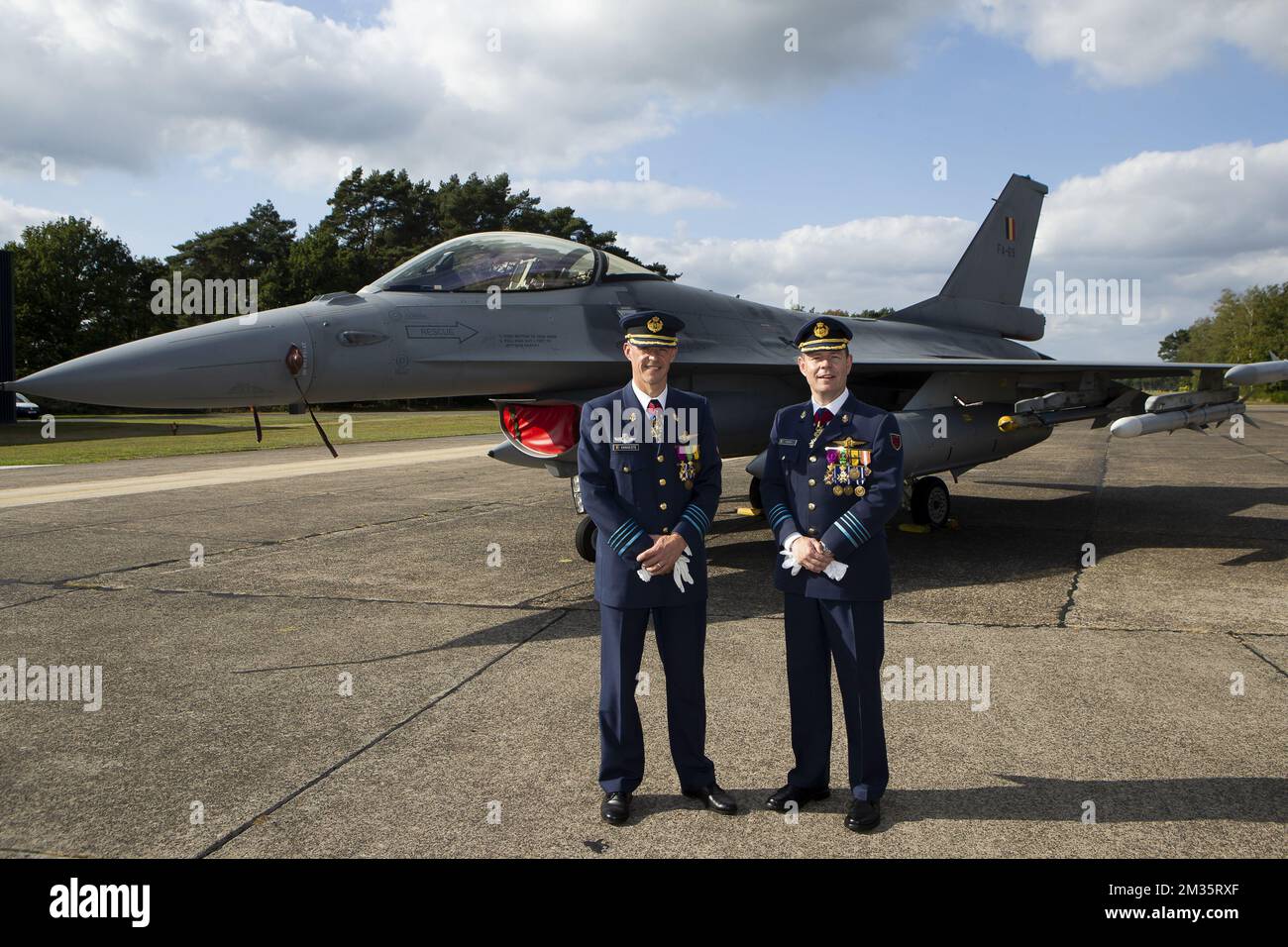 Colonel Koen Vanheste and Colonel Jeroen Poesen pose for the ...