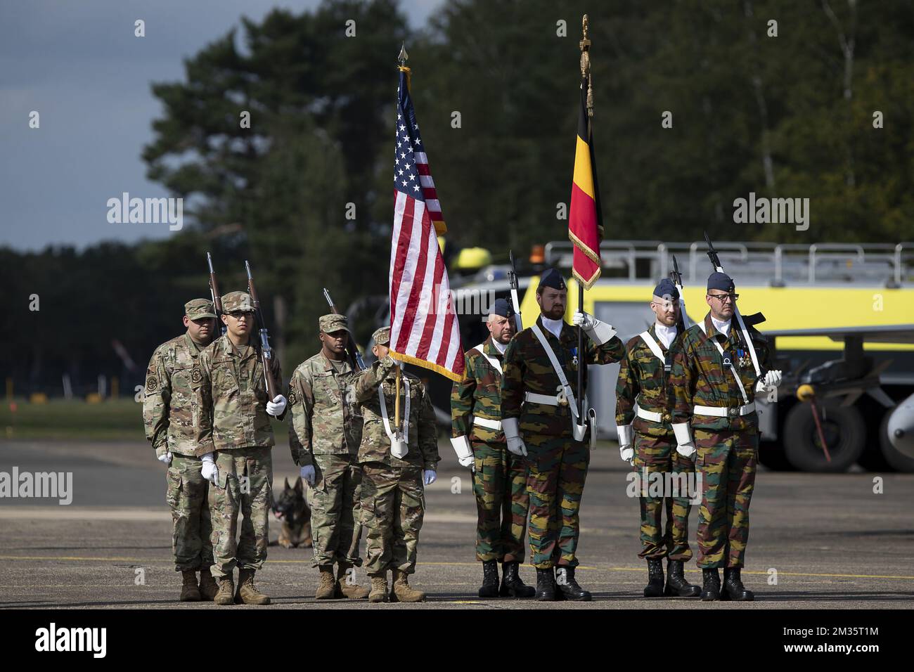 US and Belgian soldiers pictured during the transfer of command to ...