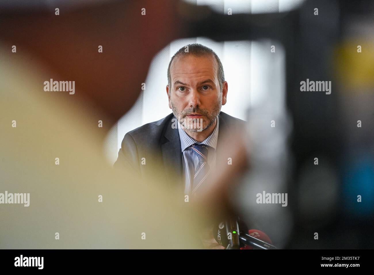 Charleroi's King prosecutor Vincent Fiasse pictured during a press ...