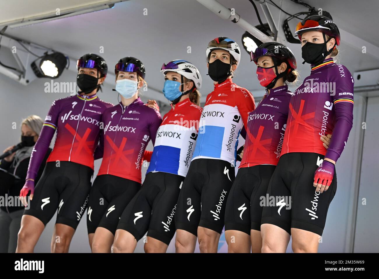 Dutch Chantal Blaak of Team SD Worx, Dutch Lonneke Uneken of Team SD Worx, Dutch Amy Pieters of ...