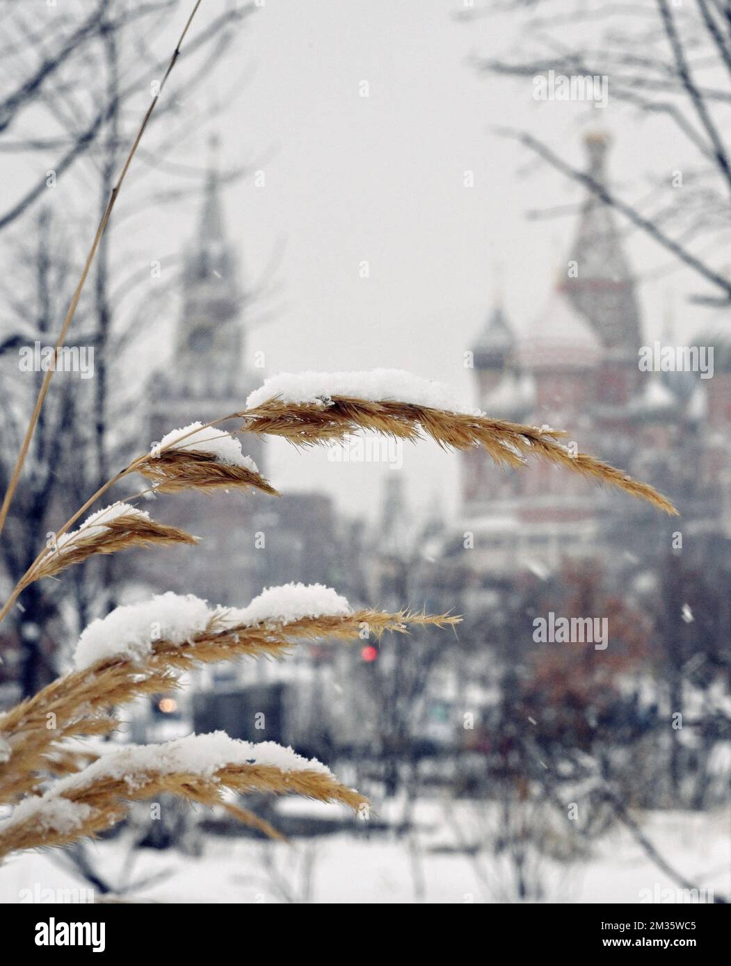 Views of Moscow. Genre photography. Snowfall in the city. 14.12.2022 ...