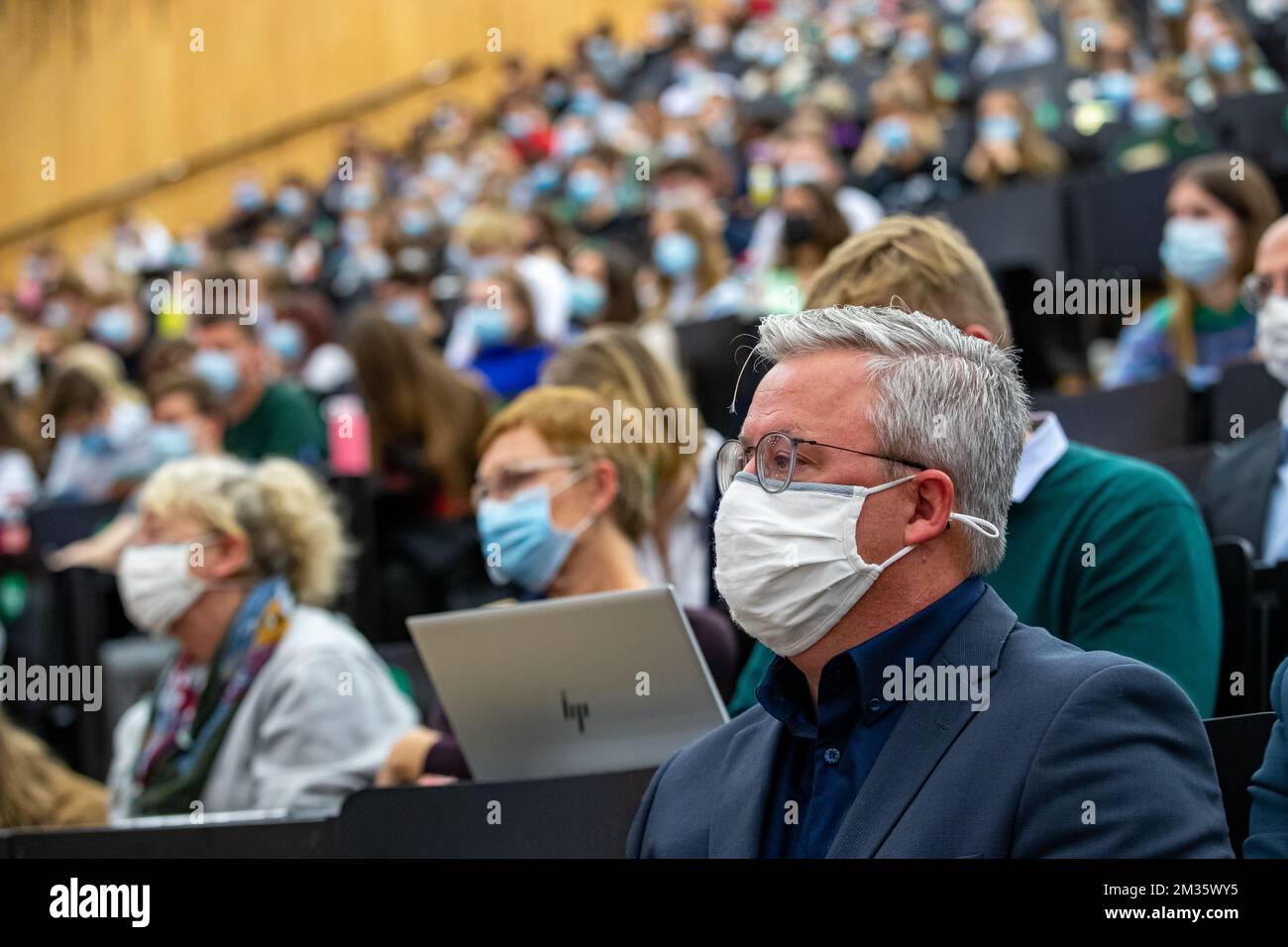 Professor Carl Devos pictured during the opening lecture of the ...