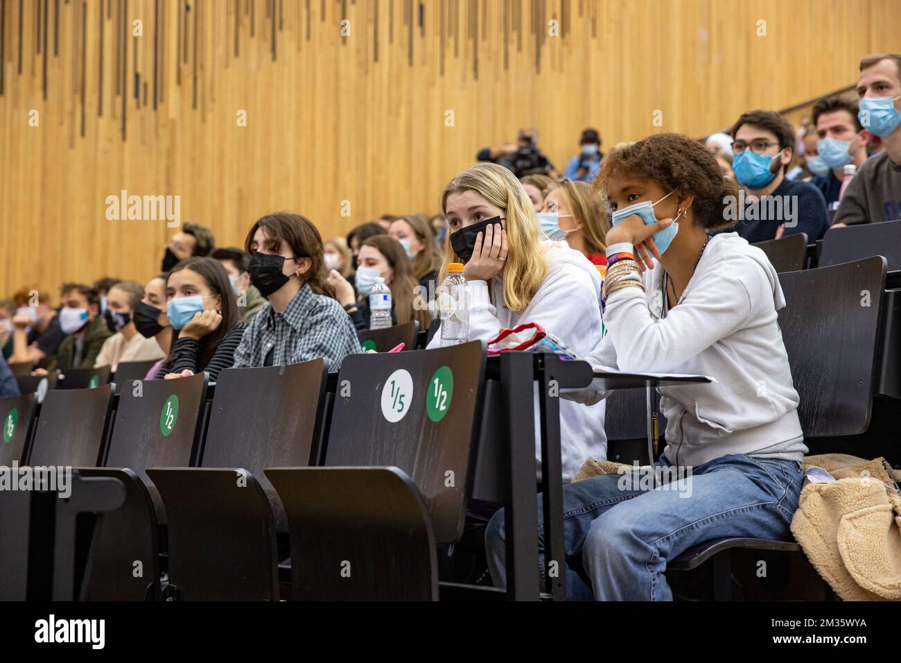 Illustration picture shows students during the opening lecture of the ...