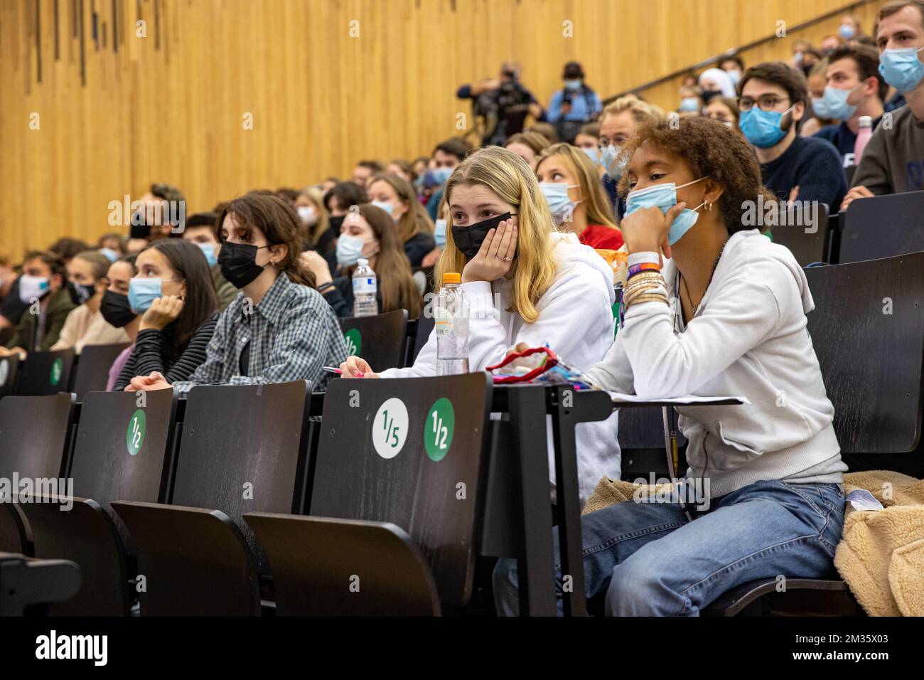 Illustration picture shows students during the opening lecture of the ...