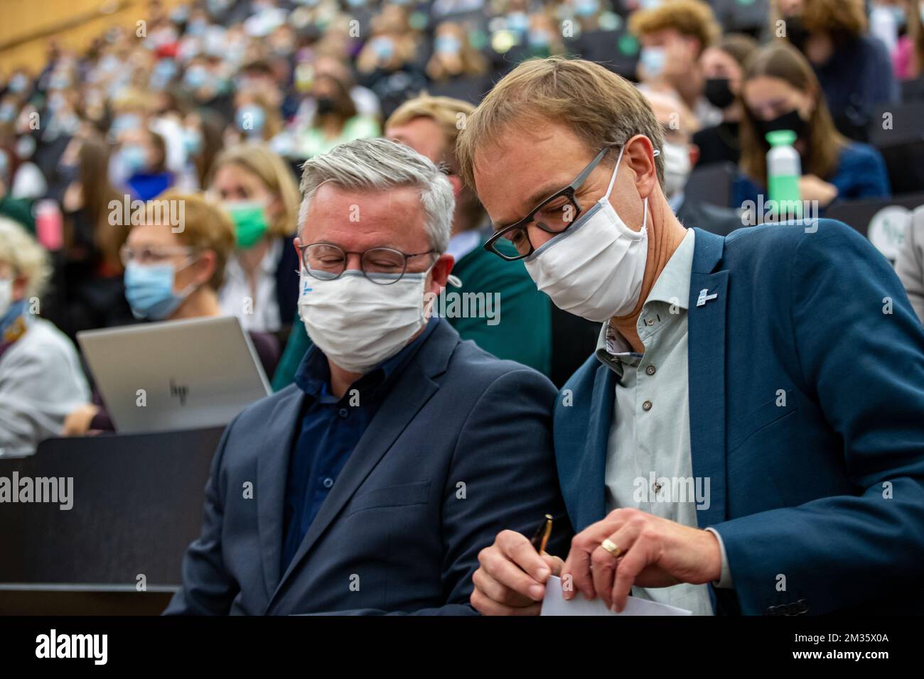 Professor Carl Devos and UGent Rector Rik Van de Walle pictured during ...